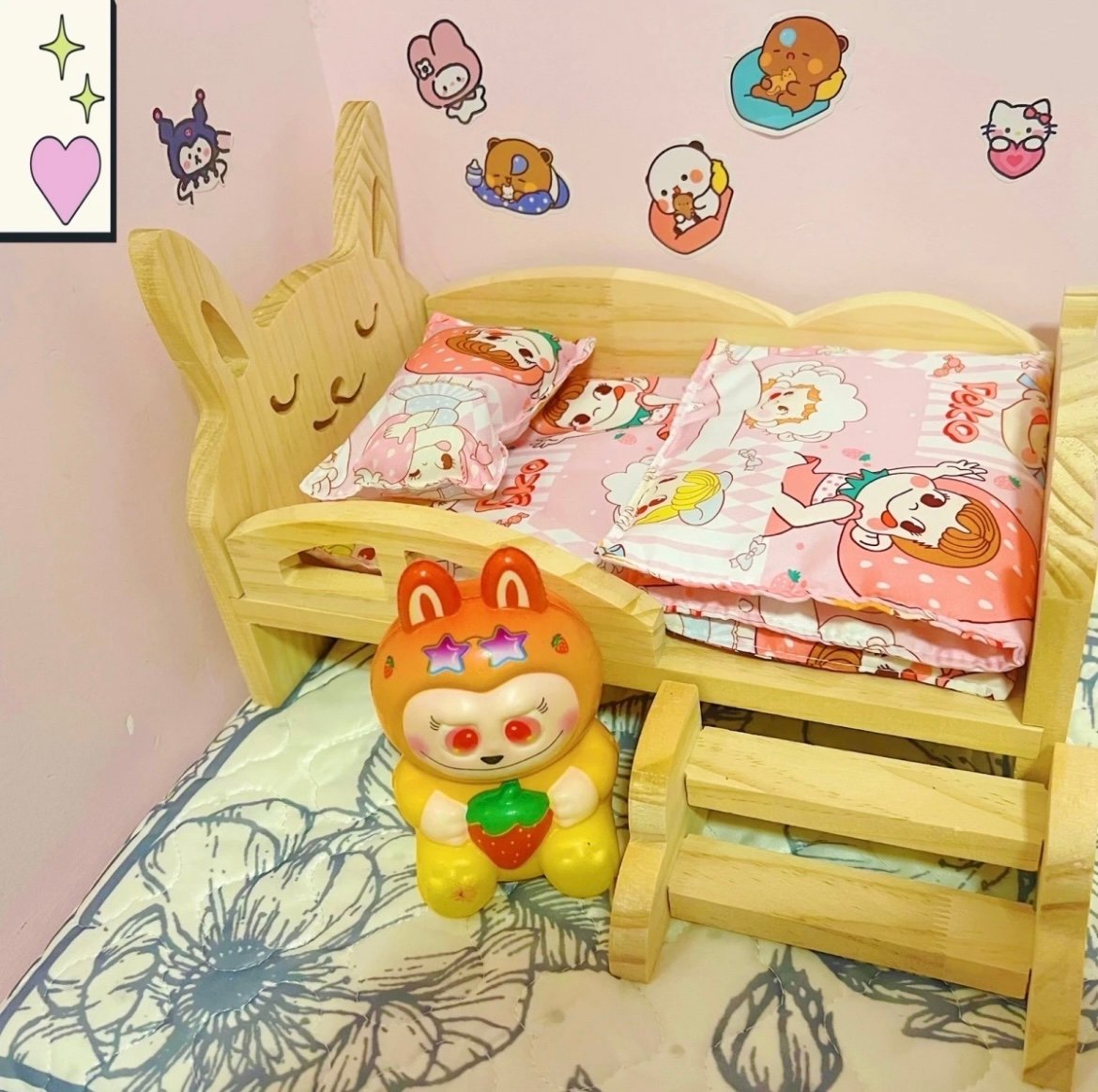 Cute Cute Labubu little bed+three piece sheet set – flyferya.com